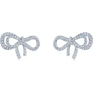 Kwiat Ribbon Diamond Bow Earrings - Platinum