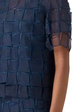 Akris Embroidered Trapezoid Organza Top