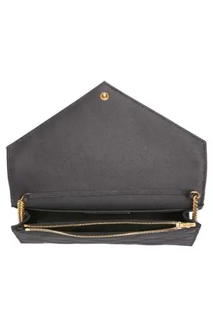 Saint Laurent Paris Diamond Quilted Satin Wallet On A Chain