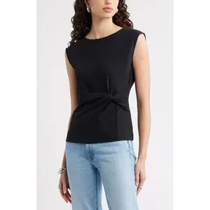 Nordstrom Side Twist Crewneck T-shirt - Black