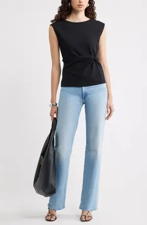 Nordstrom Side Twist Crewneck T-shirt - Black