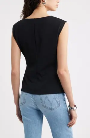 Nordstrom Side Twist Crewneck T-shirt - Black