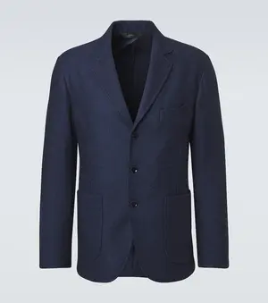 Brioni Navy Silk And Cashmere Blazer - Blue