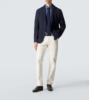 Brioni Navy Silk And Cashmere Blazer