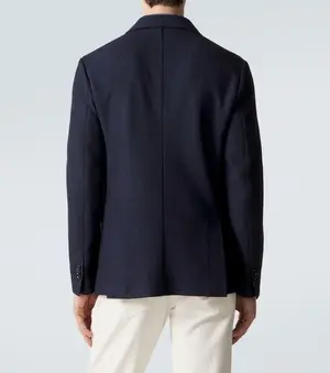 Brioni Navy Silk And Cashmere Blazer