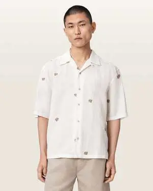 ALLSAINTS Feline Oversized Linen Blend Shirt