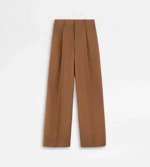 TOD'S Cotton Gabardine Relaxed Fit Wide Leg Pants - Brown