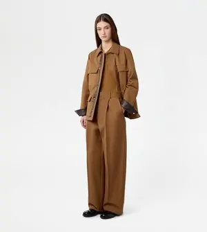 TOD'S Cotton Gabardine Relaxed Fit Wide Leg Pants