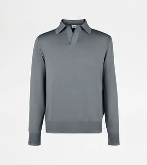 TOD'S Polo Shirt In Merino Wool - Grey
