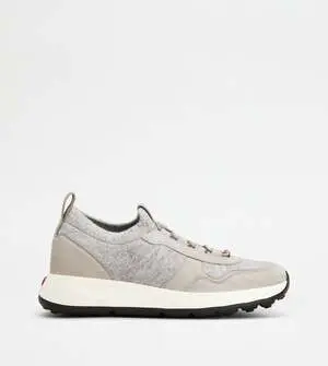 TOD'S Knit And Suede Sock Sneakers With Red Dot Detail