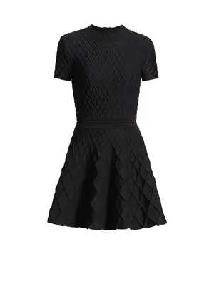 Balmain Flared Knit Dress - Black