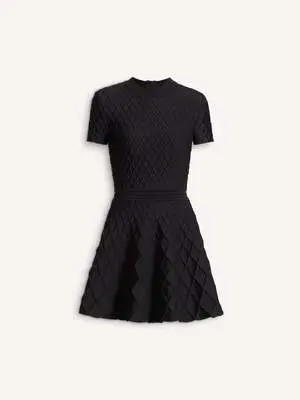 Balmain Flared Knit Dress With Quilted Effect - Black