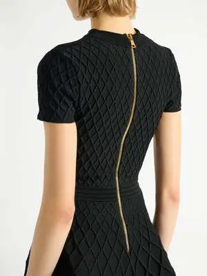 Balmain Flared Knit Dress With Quilted Effect