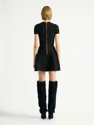 Balmain Flared Knit Dress With Quilted Effect