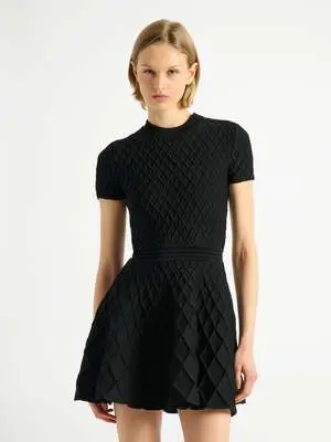 Balmain Flared Knit Dress With Quilted Effect