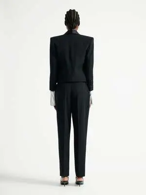 Balmain Cropped Grain De Poudre Jacket With Shawl Collar