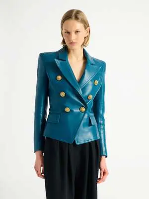 Balmain Leather 6-button Double-breasted Jacket
