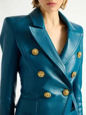 Balmain Leather 6-button Double-breasted Jacket