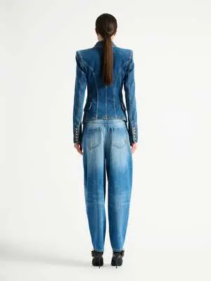 Balmain Denim Double-breasted Peak Lapel Jacket