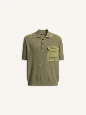Balmain Vintage Utility Ribbed Knit Polo