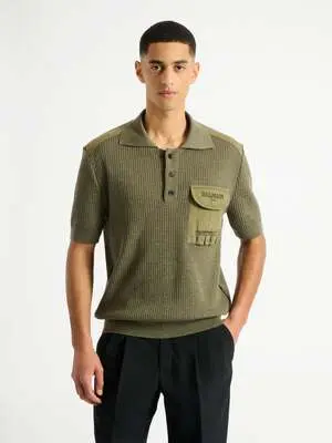 Balmain Vintage Utility Ribbed Knit Polo
