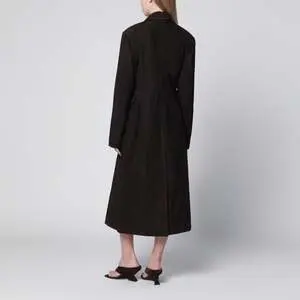 ROTATE BY BIRGER CHRISTENSEN Dark Double-breasted Suede Coat