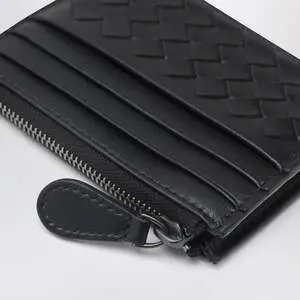 Bottega Veneta Zip Card Case In Intrecciato Leather