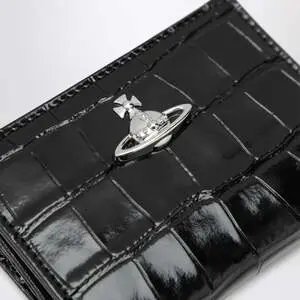 VIVIENNE WESTWOOD Slim Flap Crocodile-embossed Leather Card Holder