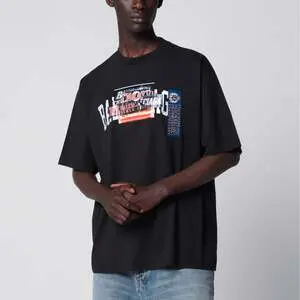 Balenciaga Bumper Stickers Medium-fit Cotton T-shirt - Black
