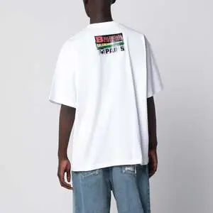 Balenciaga Bumper Stickers Medium-fit Cotton T-shirt - White