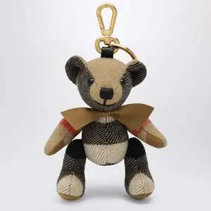 Burberry Thomas Bear Charm In Check Cashmere - Beige
