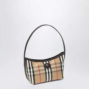 Burberry Highlands Mini Shoulder Bag In Check Pattern - Beige