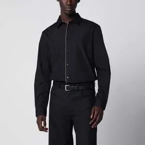 Burberry Classic-fit Cotton Poplin Shirt With Check Trim - Black