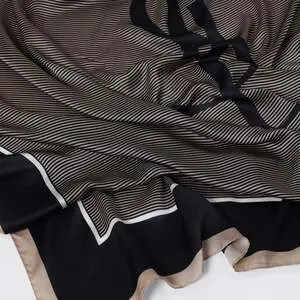 Saint Laurent Cassandre Striped Silk Charmeuse Stole, Navy/ivory