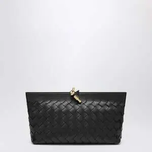 Bottega Veneta Andiamo Intrecciato Nappa Leather Clutch - Black