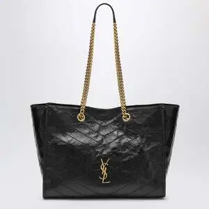 Saint Laurent Niki East/west Shopping Bag In Vintage Calfskin - Black