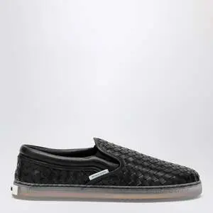 Bottega Veneta Serena Slip-on Woven Leather Sneakers - Black