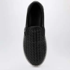 Bottega Veneta Serena Slip-on Woven Leather Sneakers - Black
