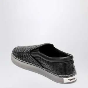 Bottega Veneta Serena Slip-on Woven Leather Sneakers - Black
