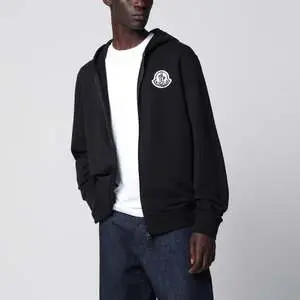Moncler Cotton Hoodie With Embroidered Logo - Black