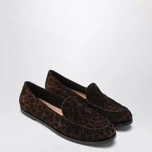AQUAZZURA Leopard-print Suede Loafers - Brown