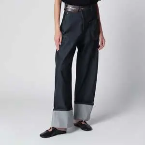 JW Anderson Workwear Jeans In Indigo Denim With Twisted Turn-up