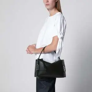 JW Anderson Calfskin Leather Loafer Bag - Black