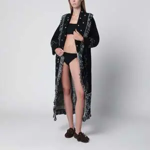 Alanui Long Bandana Jacquard Cardigan With Fringe