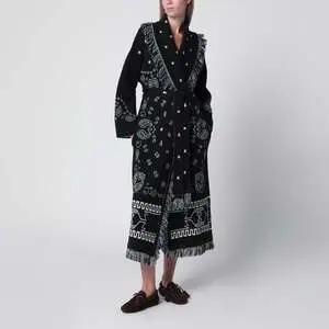 Alanui Long Bandana Jacquard Cardigan With Fringe