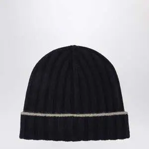Brunello Cucinelli Ribbed Cashmere Beanie - Blue