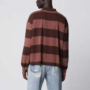 REPRESENT Owners Club Stripe Rugby Polo In Cotton, Sienna Stripes - Beige