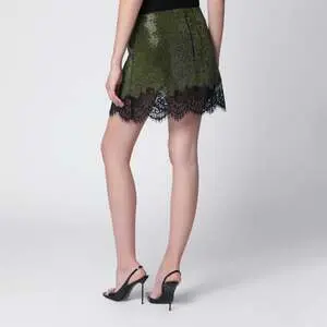 SELF-PORTRAIT Crystal Metallic Knit Miniskirt