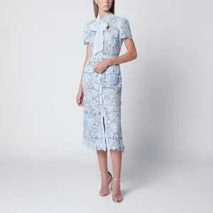 SELF-PORTRAIT Tie-neck Lace Midi Dress