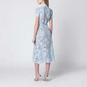 SELF-PORTRAIT Lace Midi Dress With Tie Neck